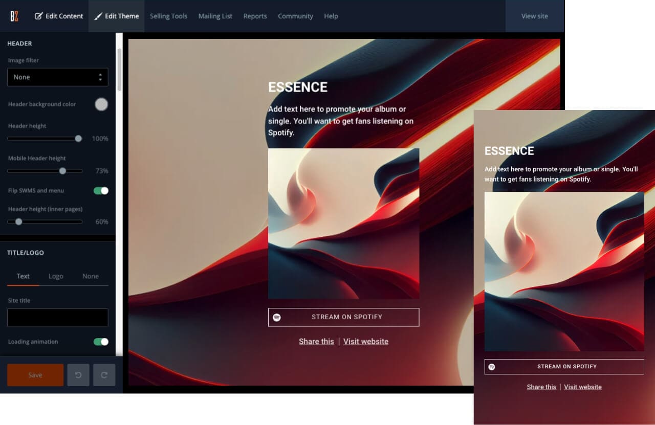Spotify Landing Page Builder with Templates | Bandzoogle