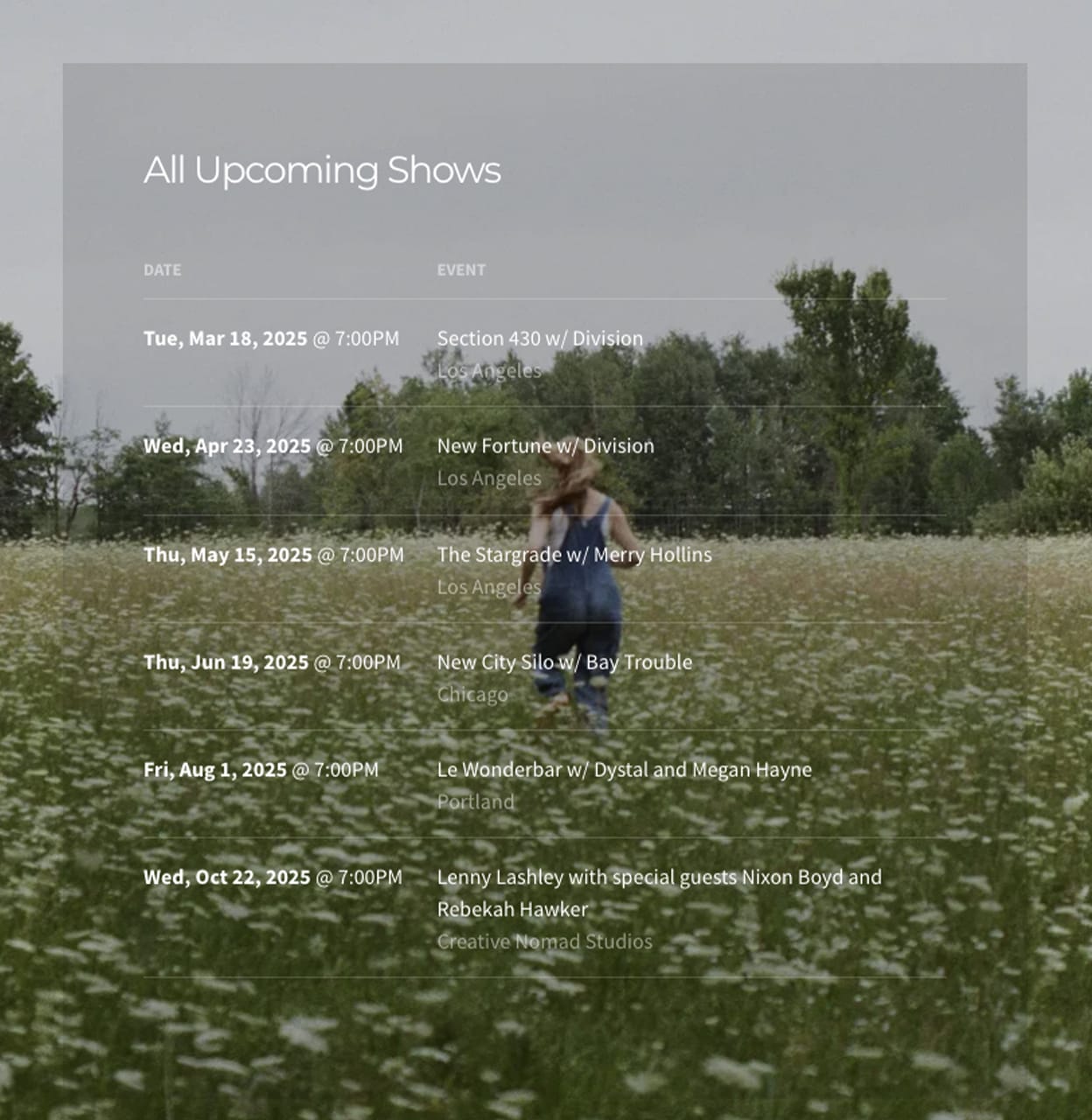 Website Builder for Singer-Songwriters with Templates | Bandzoogle